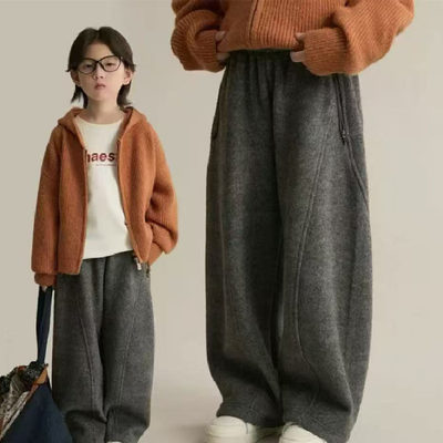 男女童长裤秋冬加绒厚款保暖裤子