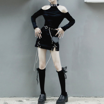 日系朋克露肩连衣裙少女