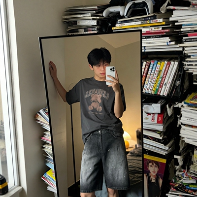 CHESTER CHARLES | 2026新款 男款 字母logo捂眼小熊短袖T恤