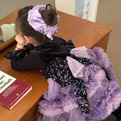 女童秋冬亮片蓬蓬裙礼服裙