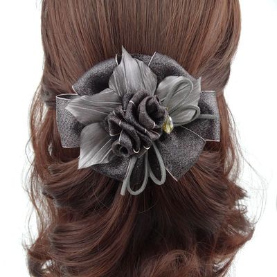 手工布艺黑灰色妈妈顶夹头卡丝带