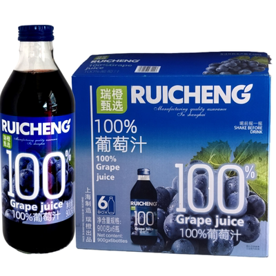 新款上市中国大陆瓶装苹果汁葡萄汁上海瑞橙甄选900g尝鲜果汁饮料