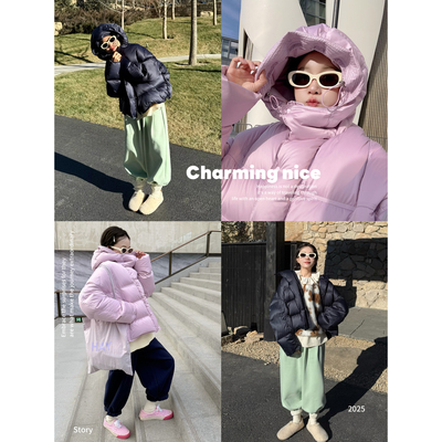 高领连帽防风羽绒服高充绒量外套