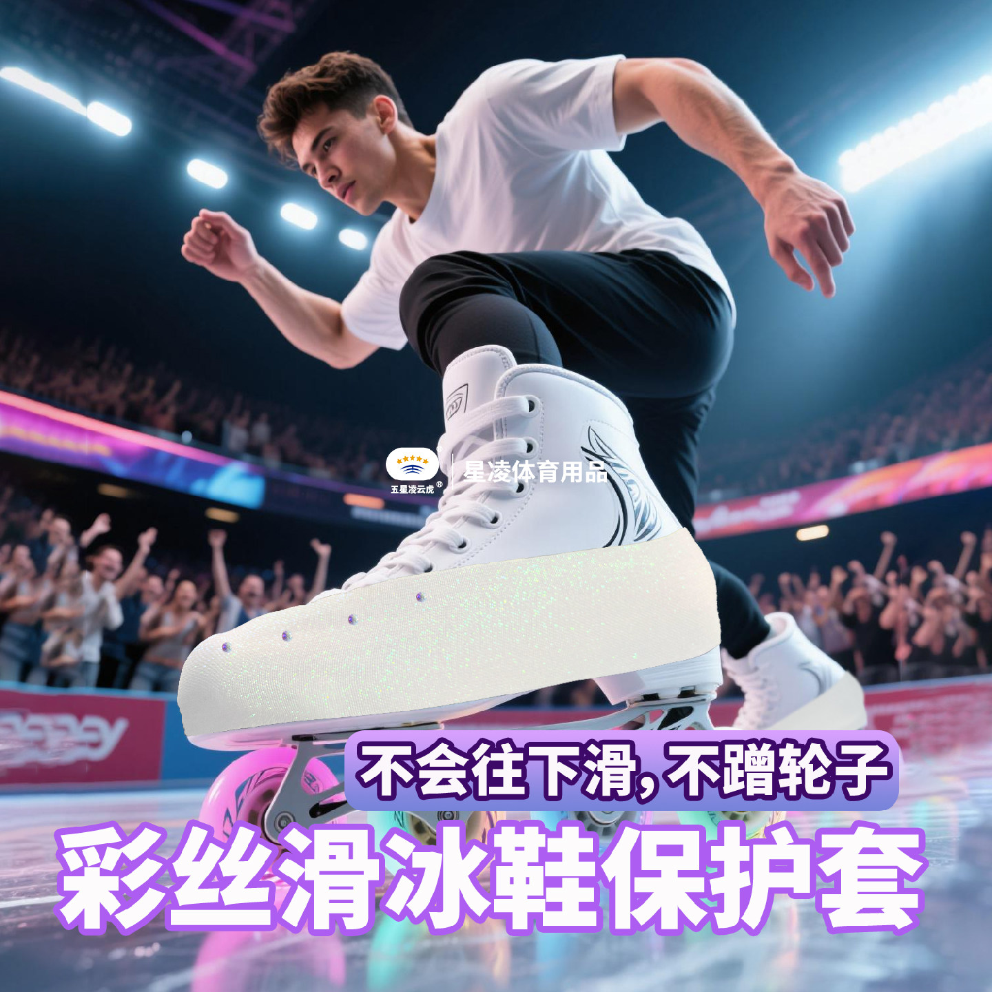 轮滑鞋防磨防刮鞋套彩丝防下滑蹭轮子轮滑冰刀平花速滑溜冰保护套