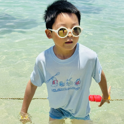 日本美山 montbell 2025夏儿童小熊玩水运动速干防紫外线短袖T恤