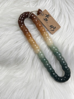 渐变色彩虹藏式斜切大肠菩提根手串短款手串绕指柔手持盘玩佛珠女