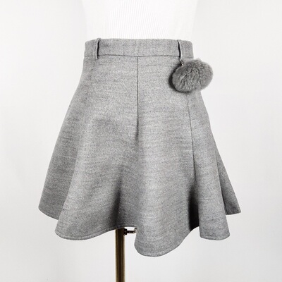 淑女显瘦百搭风纯色高腰短裙