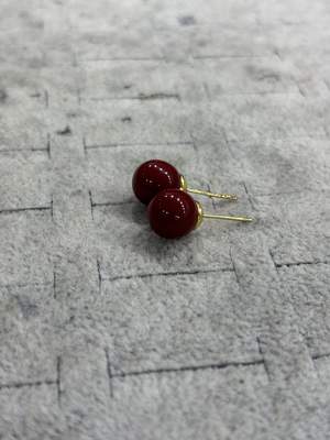 典作意大利天然红色独特漂亮圆珠耳钉S925银热销榜