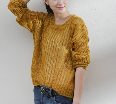 一衣江南新款镂空套头长袖毛衣