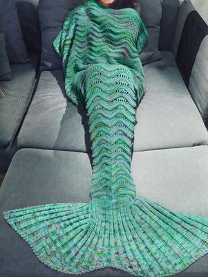 Mermaid Tail Crocheted Sofa Cocoon Quilt Rug Knit  Blanket