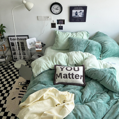 秋冬季四件套牛奶绒简约保暖舒适