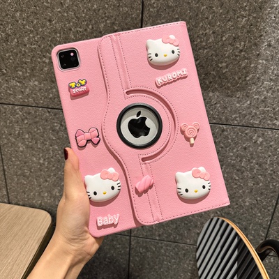 立体凯蒂猫公仔ipad10十代2018款9.7寸pro11寸air4苹果9代th八代2018款9.7寸A1893壳10.2寸mini12345套迷你6