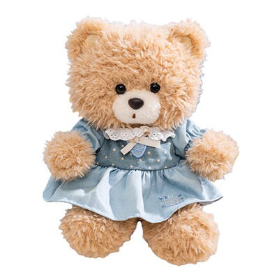 可爱牛仔暖绒小熊玩偶毛绒玩具泰迪熊公仔安抚娃娃生日礼物送女友