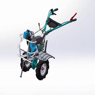 173微型耕耘机模型三维设计 旋耕机设计solidworks2021模型3D建模