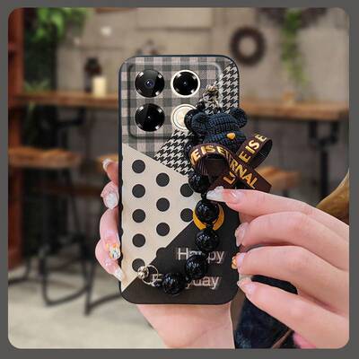 适用infinix Note40 Pro 4G/X6850手机壳情侣青春小熊手链创意