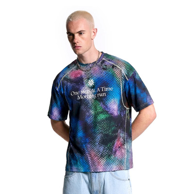 150G轻量扎染数码印运动短袖T恤春夏新品美式高街复古休闲上衣男