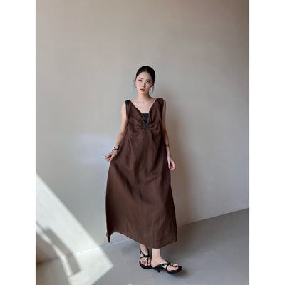 BASERANGE 25春夏新品 设计师品牌 扭结V领连衣裙 SOLSOL买手店