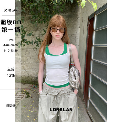 LONSLAN25SUMMER 假两件拼色背心