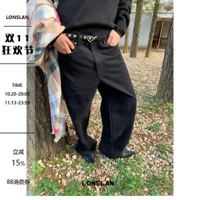 LONSLAN 26WINTER 10.20NEW20:00慵懒宽松版型牛仔阔腿裤