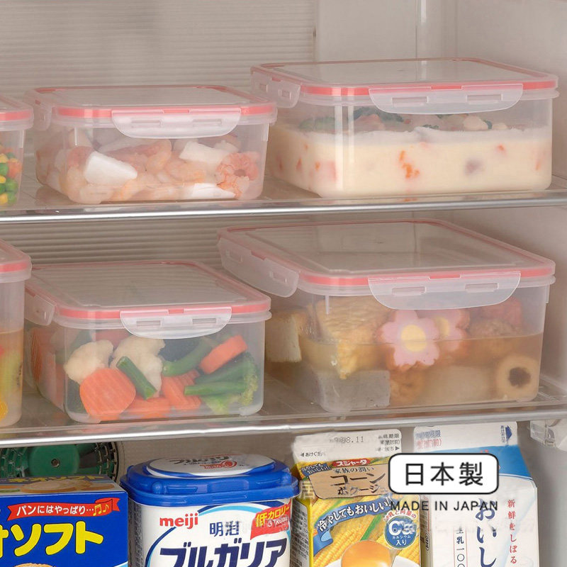 日本进口食物保鲜盒冰箱食品收纳盒大容量防水密封盒可微波炉饭盒