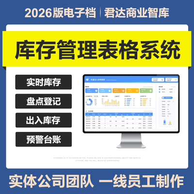 2026产品出入库存进销存管理excel表格明细登记统计分析库存提醒