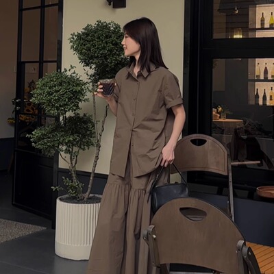 COLINE CONCISE 25SS 100棉设计款上衣+半裙套装Z88183-1