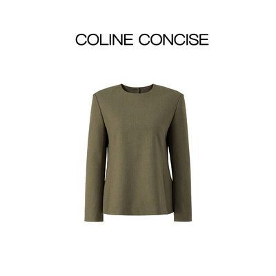 COLINE CONCISE 凡尔登绿毛型纤维西装长袖显瘦衬衣25秋季
