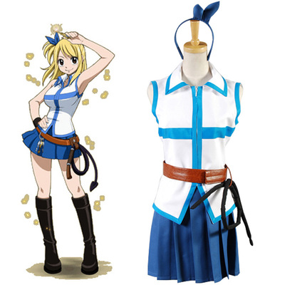妖精的尾巴Fairy Tail 露西Lucy Cosplay女士短袖日常动漫校服装