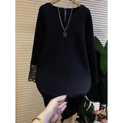 大码女装2025冬季新款中长款上衣女内搭显瘦胖妹妹胖mm气质蕾丝