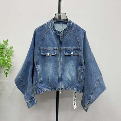 欧洲站2026春季新款女装时尚立领长袖百搭牛仔外套上衣女1688Y