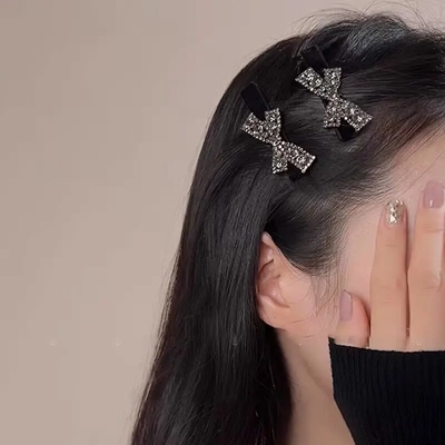 水钻领结发夹轻奢风百搭蝴蝶结