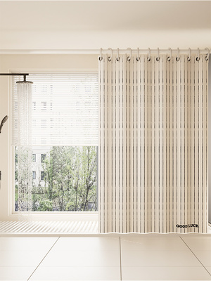 ROVING/芦苇卫生间浴帘淋浴免打孔隔断帘防水干湿分离浴室挂帘