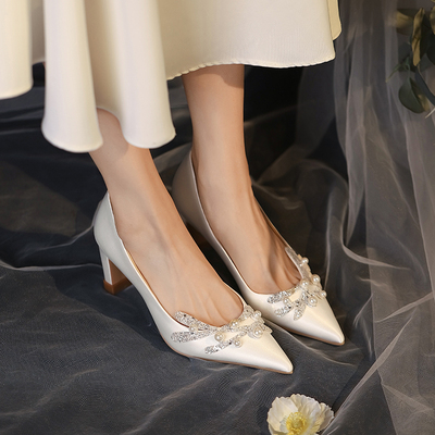 Lusen绝美粗跟婚鞋法式高级感