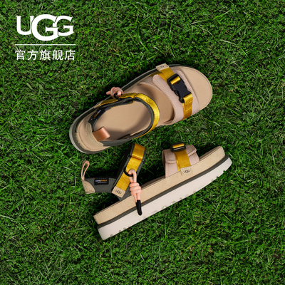 UGG露趾魔术贴搭扣休闲金星凉鞋