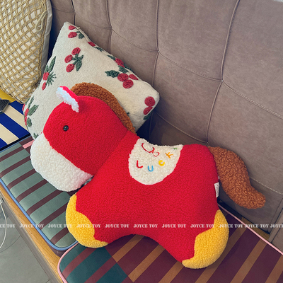 马年吉祥物可爱苹果小马毛绒玩具沙发抱枕靠垫摆件装饰生肖送礼物