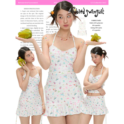 夏日满印海边分体式泳衣