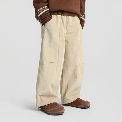 潮男童加绒灯芯绒裤子儿童一体绒