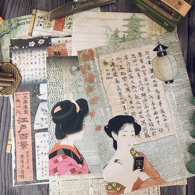 棕熊家手帐和风装饰复古素材拼贴