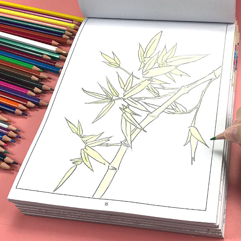 中国画白描临摹画册初学者套装儿童入门空白描印填色本工笔画手绘白描本幼儿园小学生绘画控笔训练涂色本