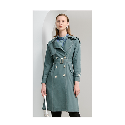 NOWSHOW朗香蓝绿色切明线风衣213