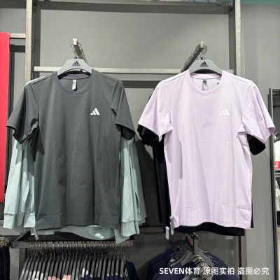 Adidas阿迪达斯男女印花LOGO圆领运动速干透气夏季短袖T恤 KU6401