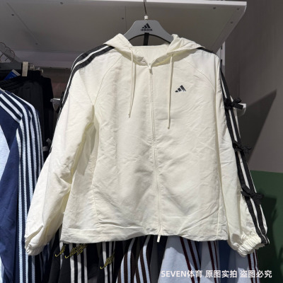 Adidas阿迪达斯女舞动系列可拆卸蝴蝶结外套透气三条杠夹克KR7602