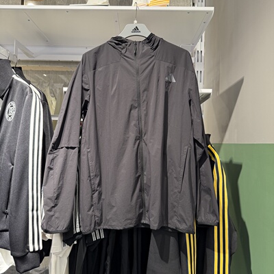 Adidas阿迪达斯男子连帽外套秋季新款黑色运动休闲健身夹克KB5157