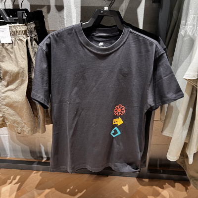 NIKE耐克短袖男25夏季纯棉背印花圆领透气运动休闲T恤 HJ0763-010