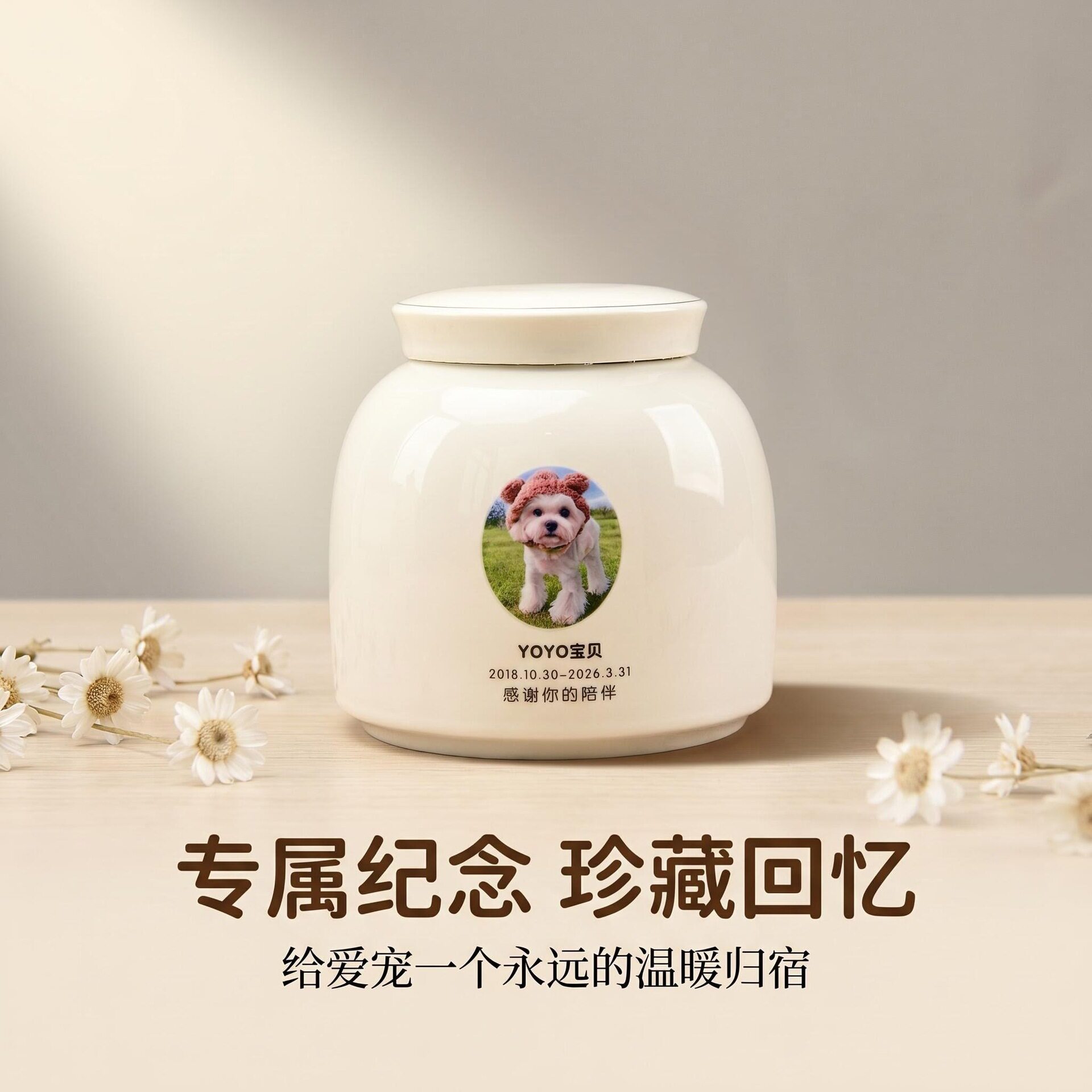 宠物离世纪念品骨灰盒狗狗猫咪殡葬用品陶瓷骨罐定制密封防潮
