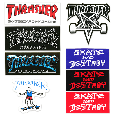 火焰字体贴纸THRASHER滑板品牌