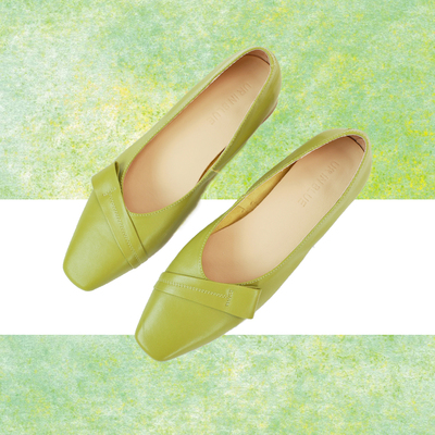 枝绿简约舒适小方头女单鞋