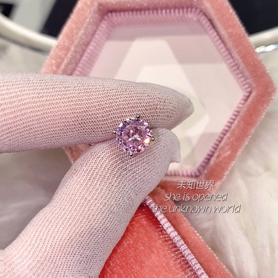 316L钛合金18k金粉色水钻耳骨钉