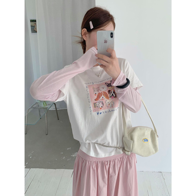 i-D sisters-设计感长袖T恤慵懒随性感百搭可爱甜美长袖T恤561381