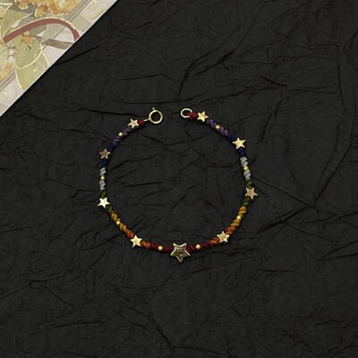 多巴胺星星彩色编织绳手链女vingate个性百搭手绳小众设计感手饰